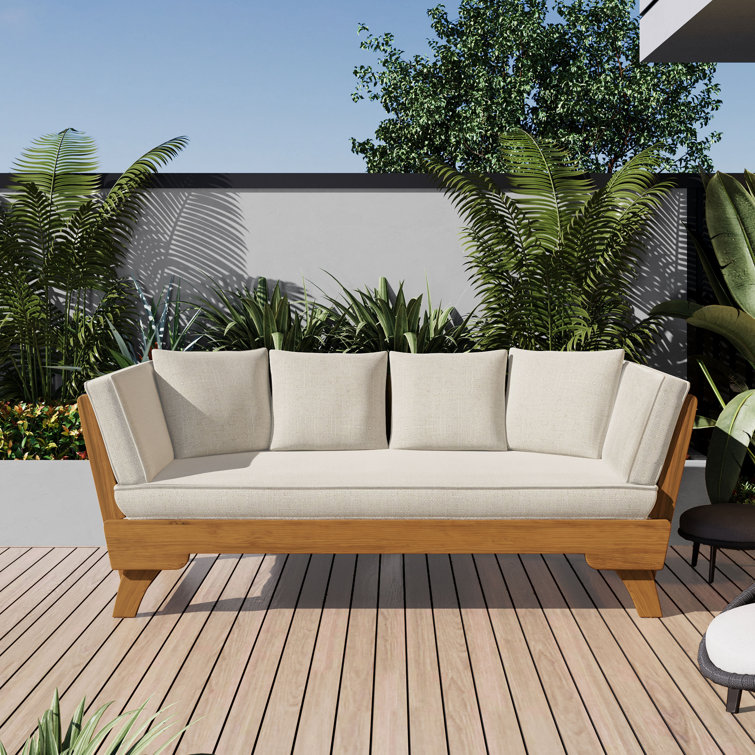 Wade Logan® Lauire 65'' Acacia Outdoor Patio Daybed & Reviews | Wayfair