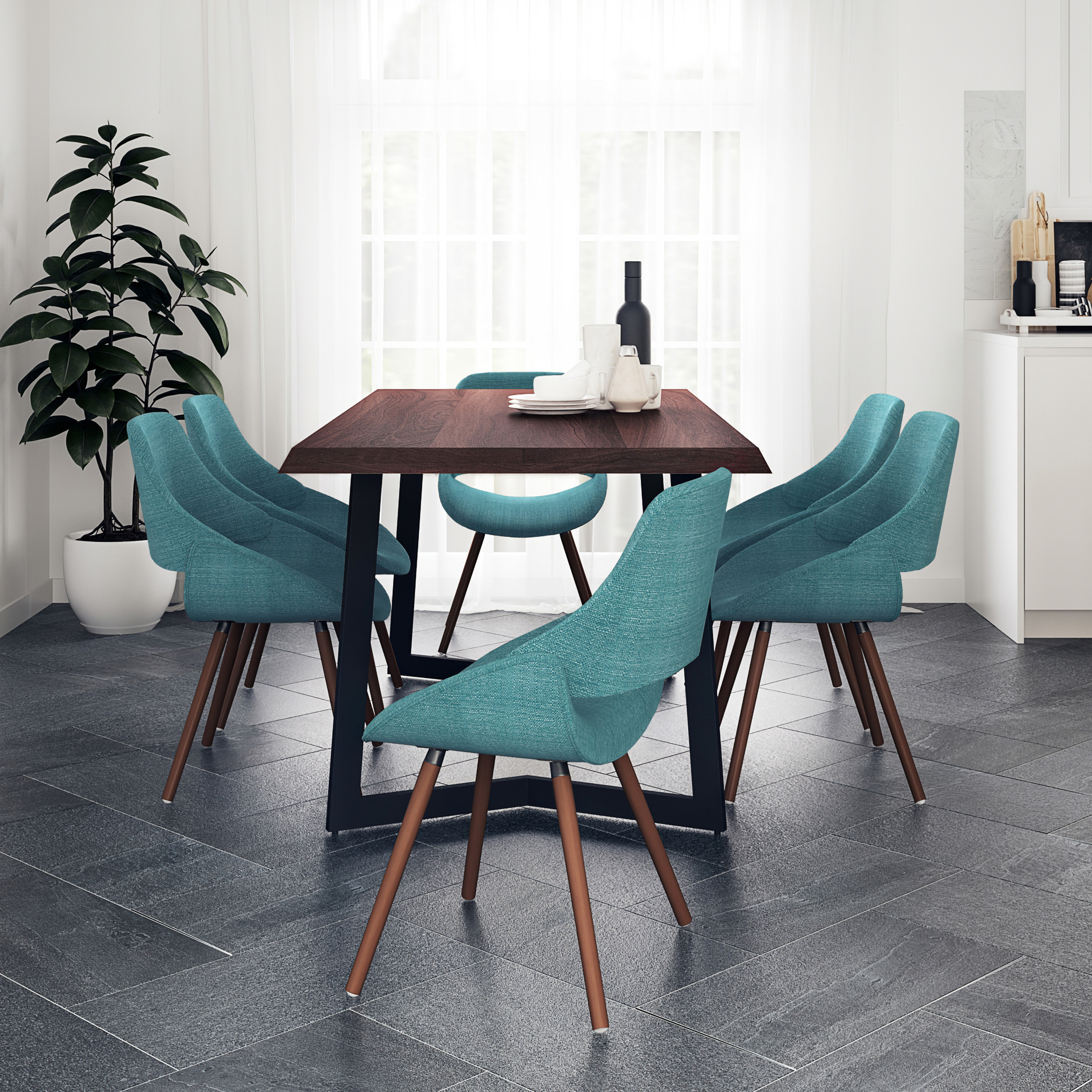 Simpli Home Malden / Watkins 7-Piece Modern Industrial Dining Set with ...