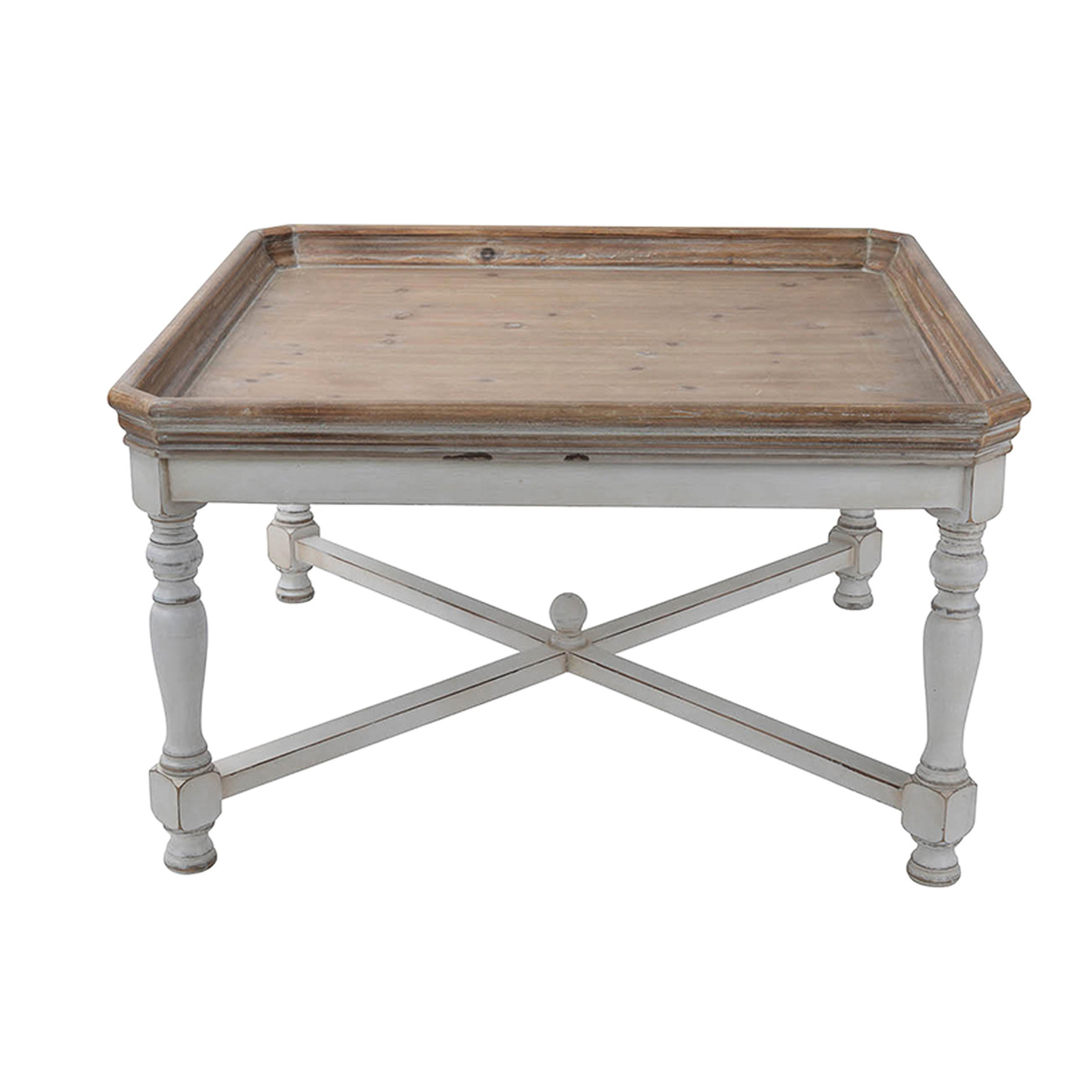 Latitude Run® 33X33x19" Coffee Table : Natural Wood And White For Any ...