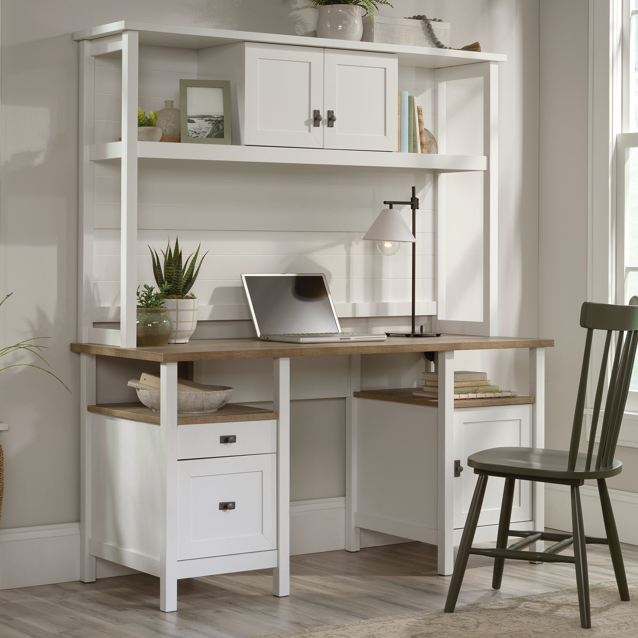 Inbox Zero Paulien Computer Desk W/Hutch Ste, White Finish & Reviews ...
