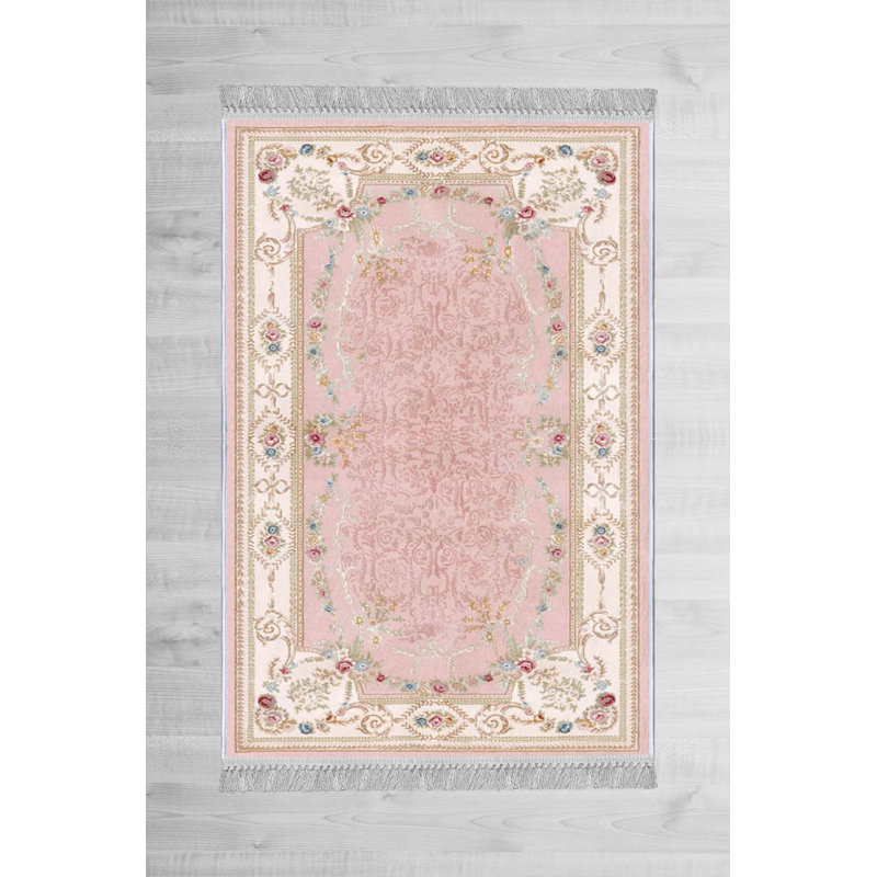 East Urban Home Dole Oriental Pink/White Area Rug "& Reviews" | Wayfair