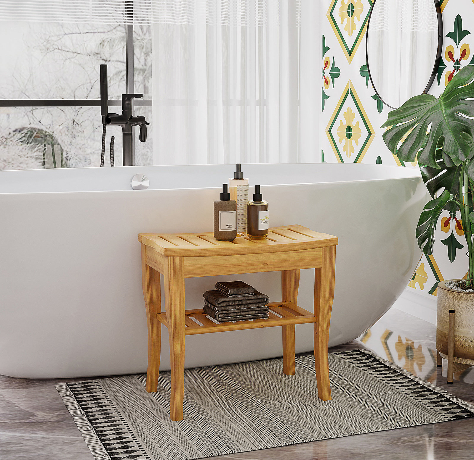 Millwood Pines Dalainee Bamboo Storage Bench - Wayfair Canada