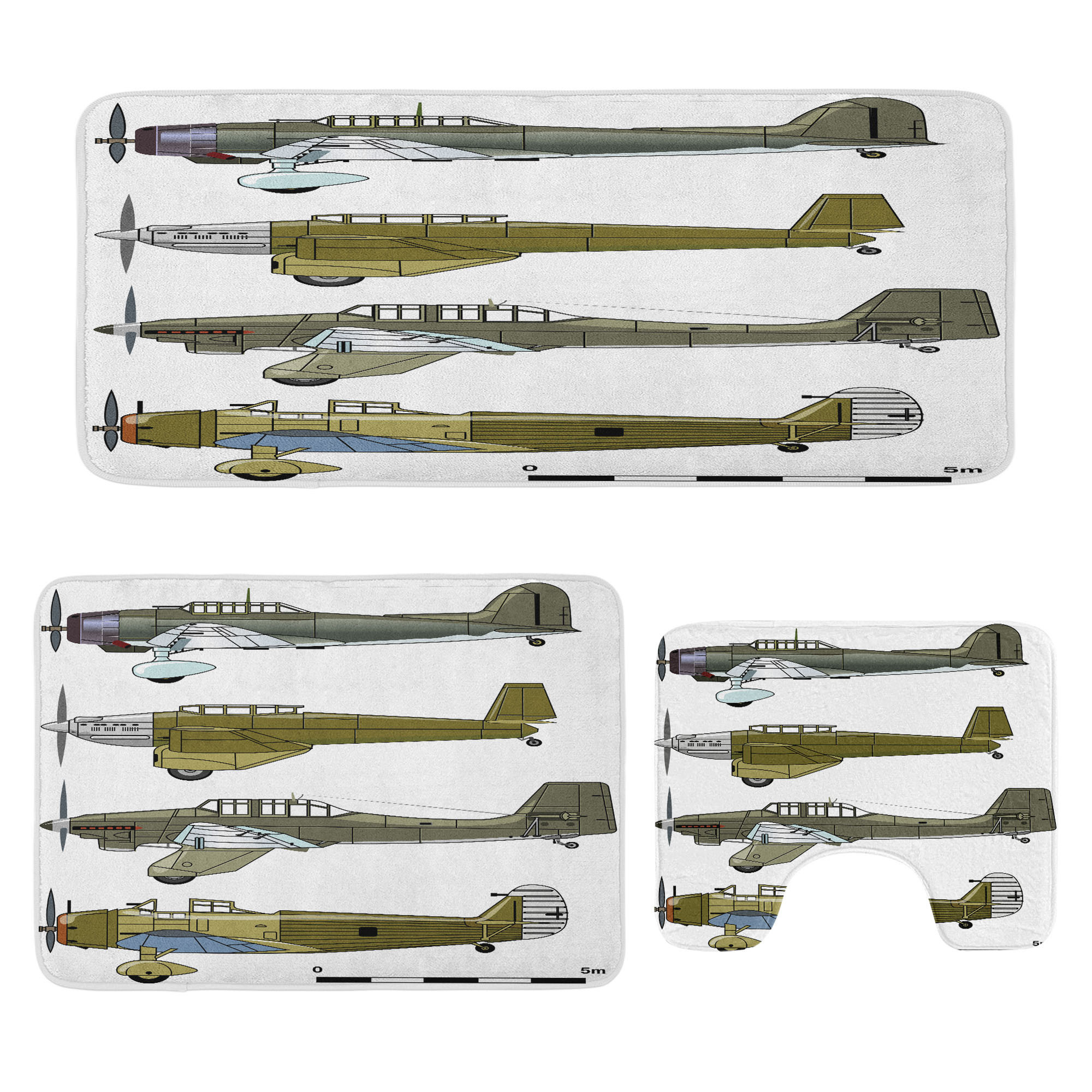 East Urban Home Airplane Bathroom Rug Set 3 Pieces U-Shape & Rectangle ...