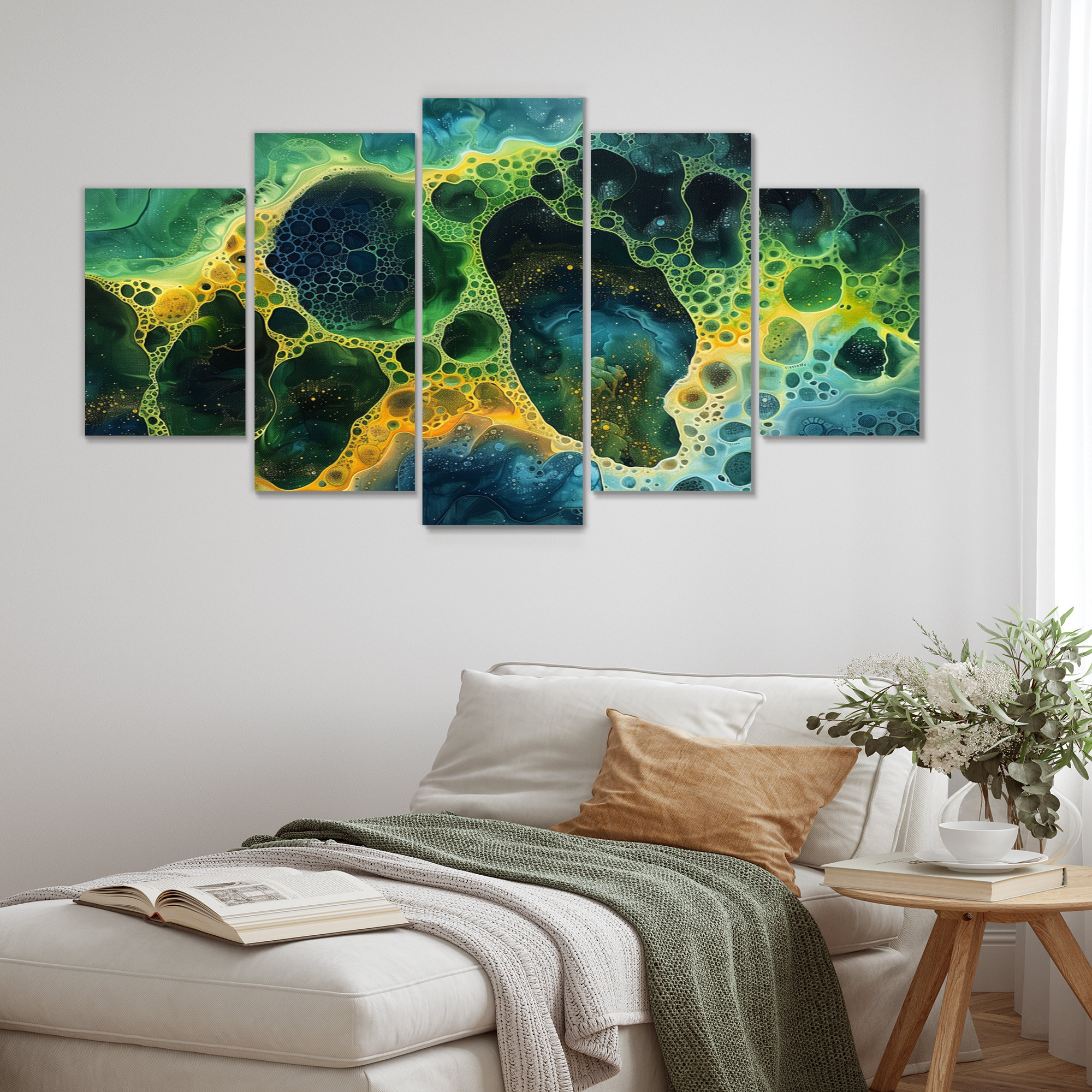 Ivy Bronx Yellow Green Cosmic Nurturing Liquid Art I - Abstract Wall ...