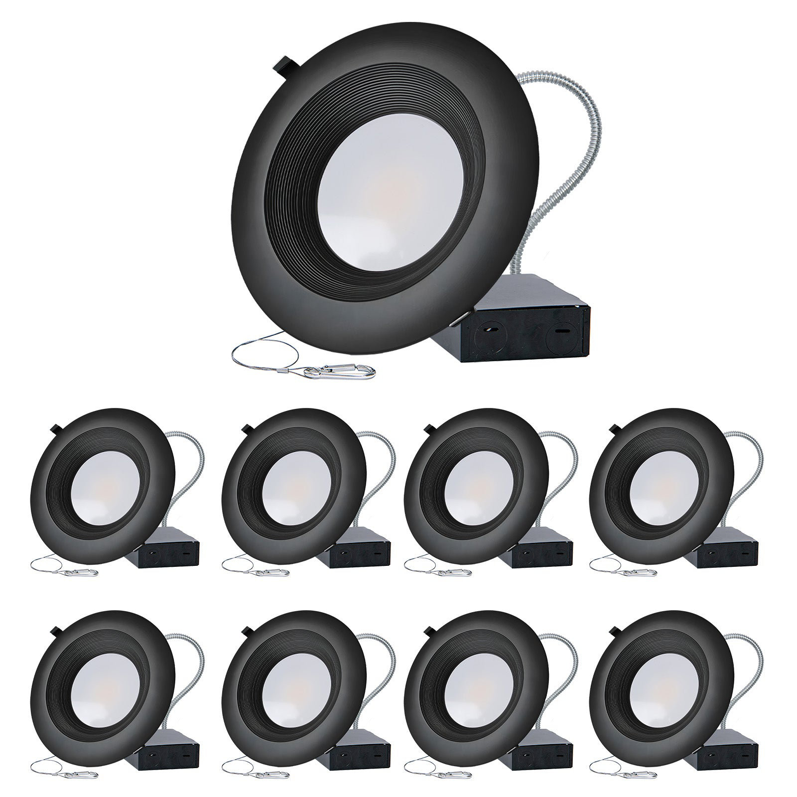 RUN BISON Black Industrial LED Recessed Light Fixture with Junction Box ...