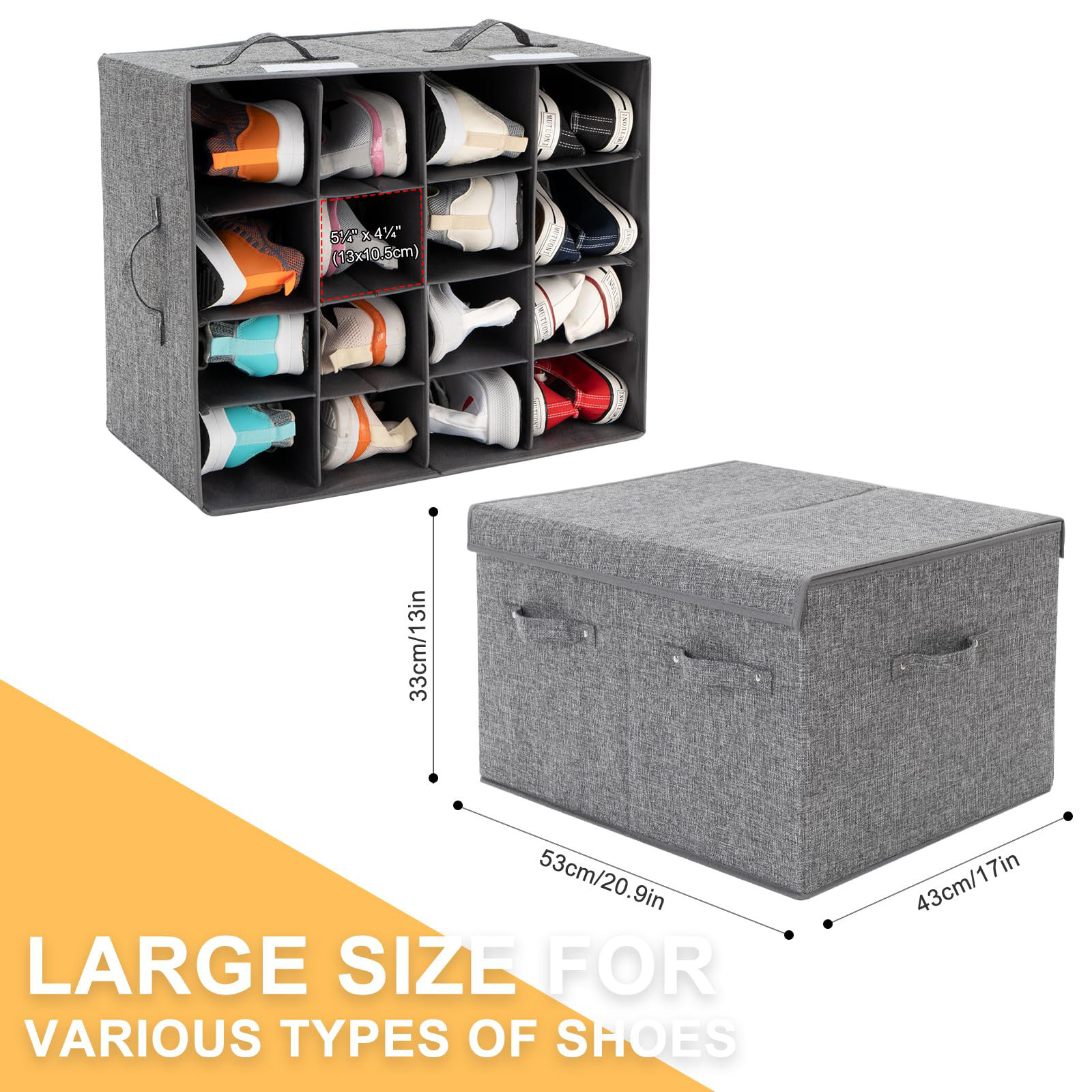 Latitude Run® 2 Pack Shoe Storage Box Fits 32 Pairs, Large Shoe ...