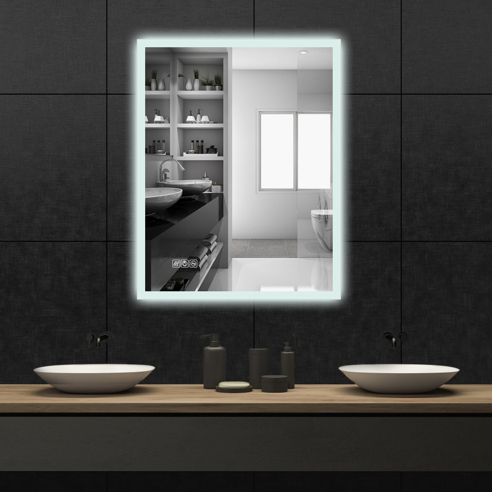 George Oliver Rectangular LED Bathroom Mirror With Anti-Fog & Touch Control | Wayfair