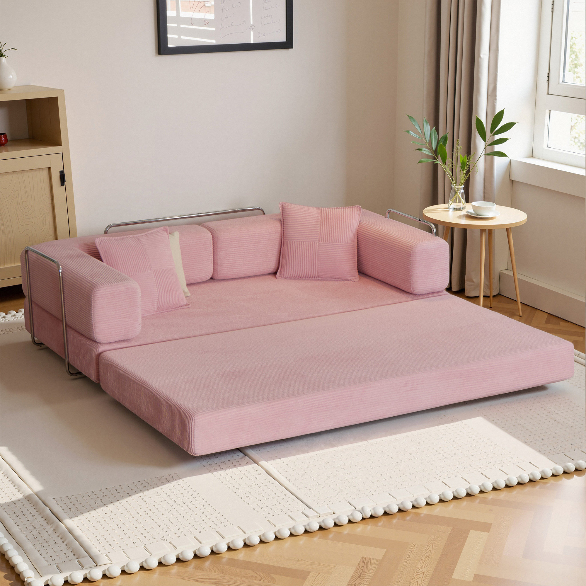 Ivy Bronx Convertible Sofa Bed - Foldable Floor Couch With Teddy Foam - Modular Sectional For ...