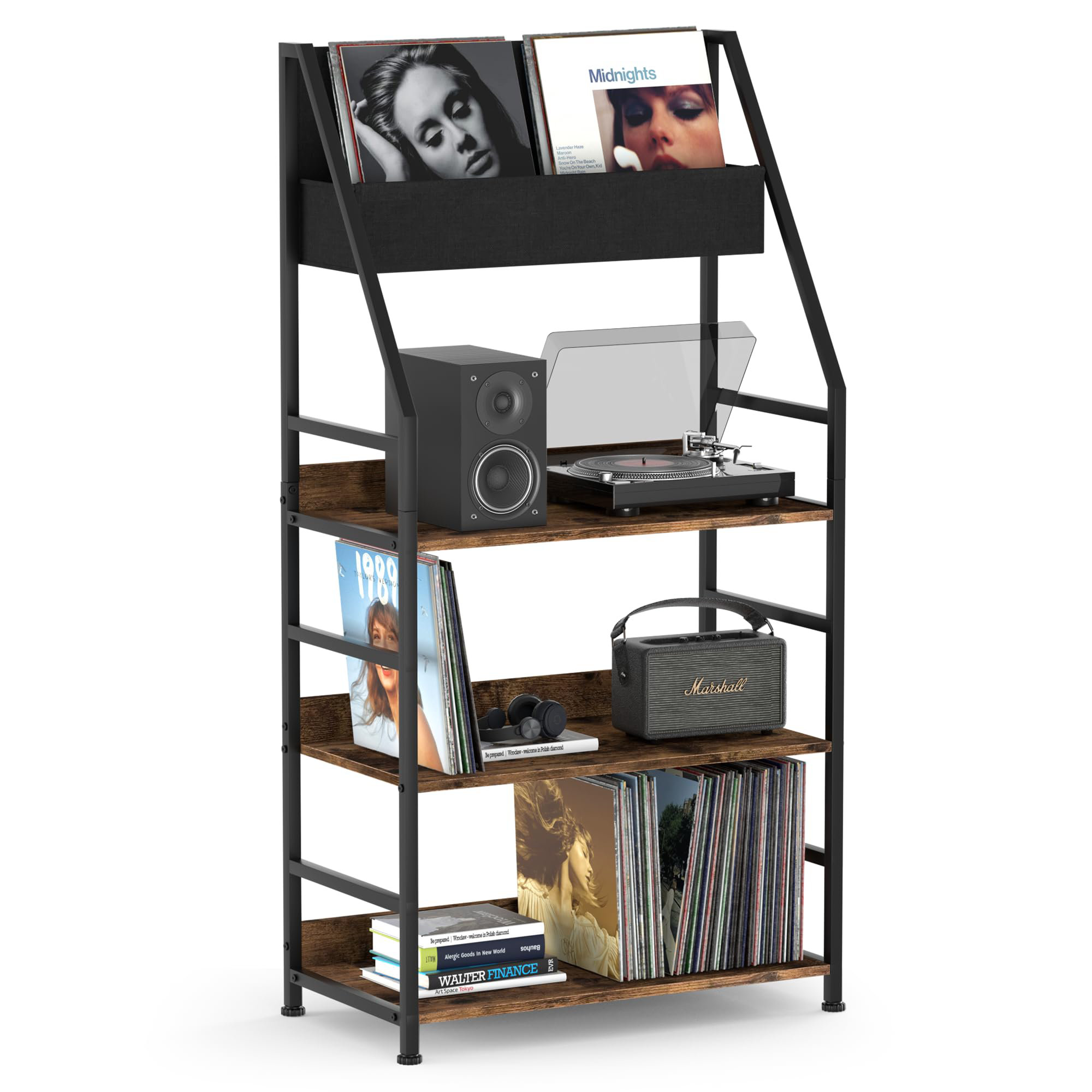 17 Stories 3 Tier Vinyl Records Display Turntable | Wayfair