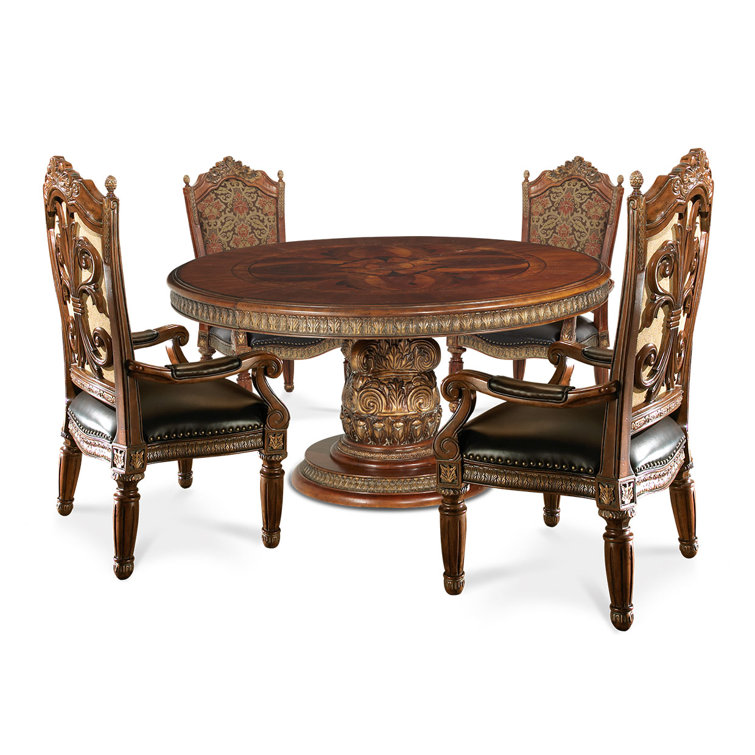 Michael Amini 5 - Piece Extendable Pedestal Dining Set | Wayfair