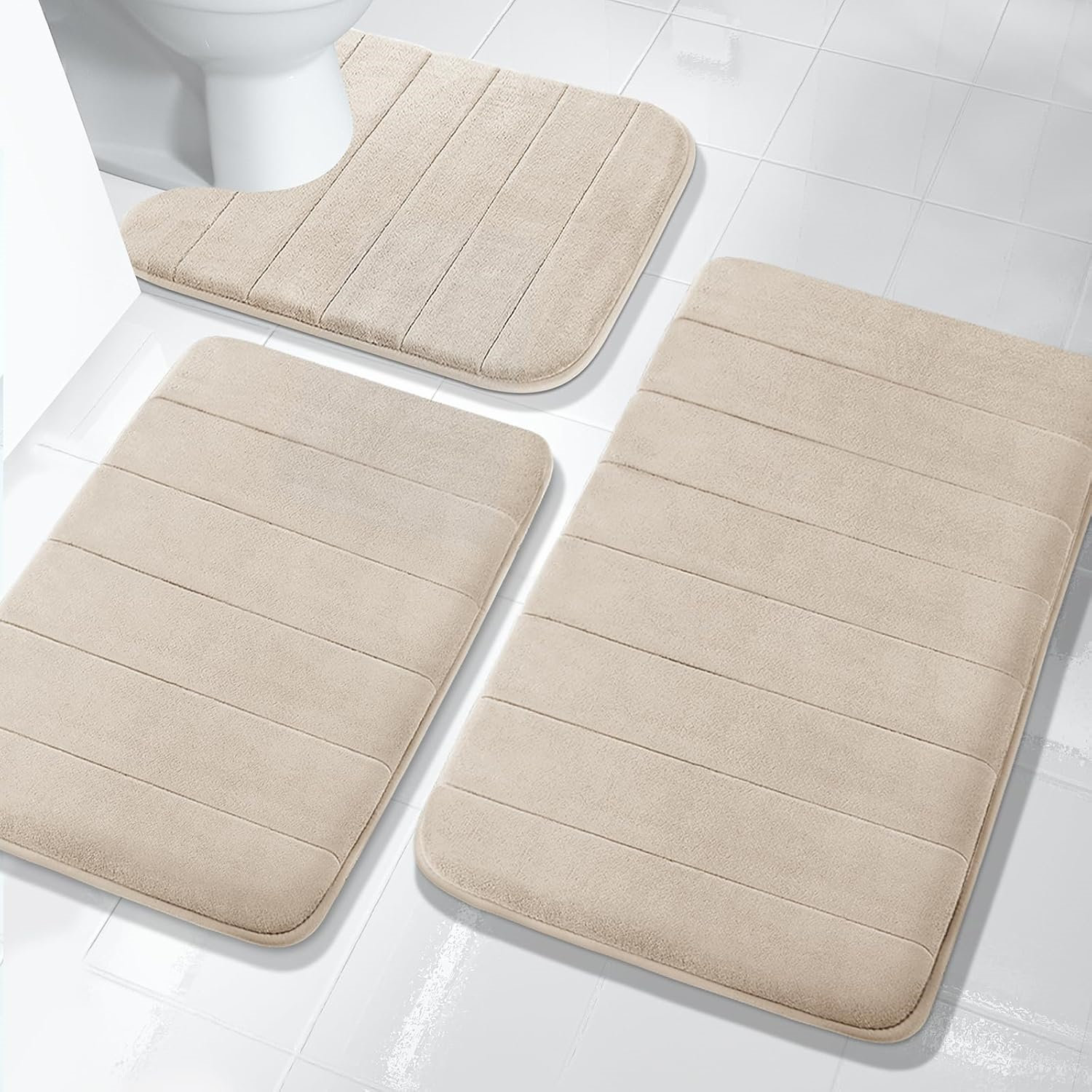 Latitude Run® 3 Pieces Memory Foam Bath Mat Sets, And U-Shaped For ...