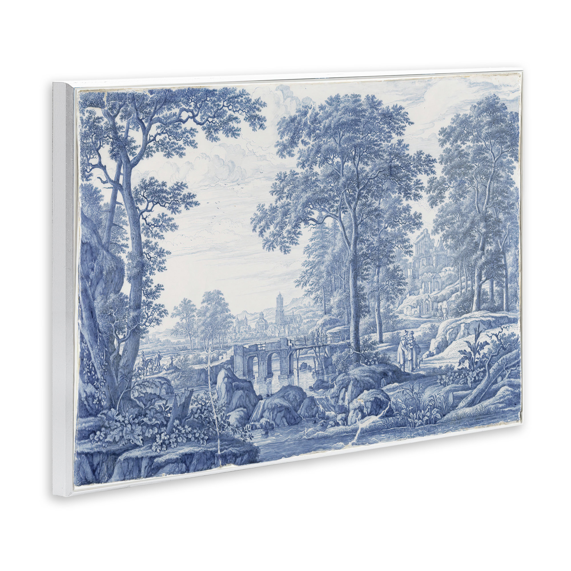 Charlton Home® Vintage Blue Tinted Toile Wall Plaque, design by Vintage ...