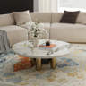 Everly Quinn 39" Round Metal and Stone Coffee Table with Hemisphere ...
