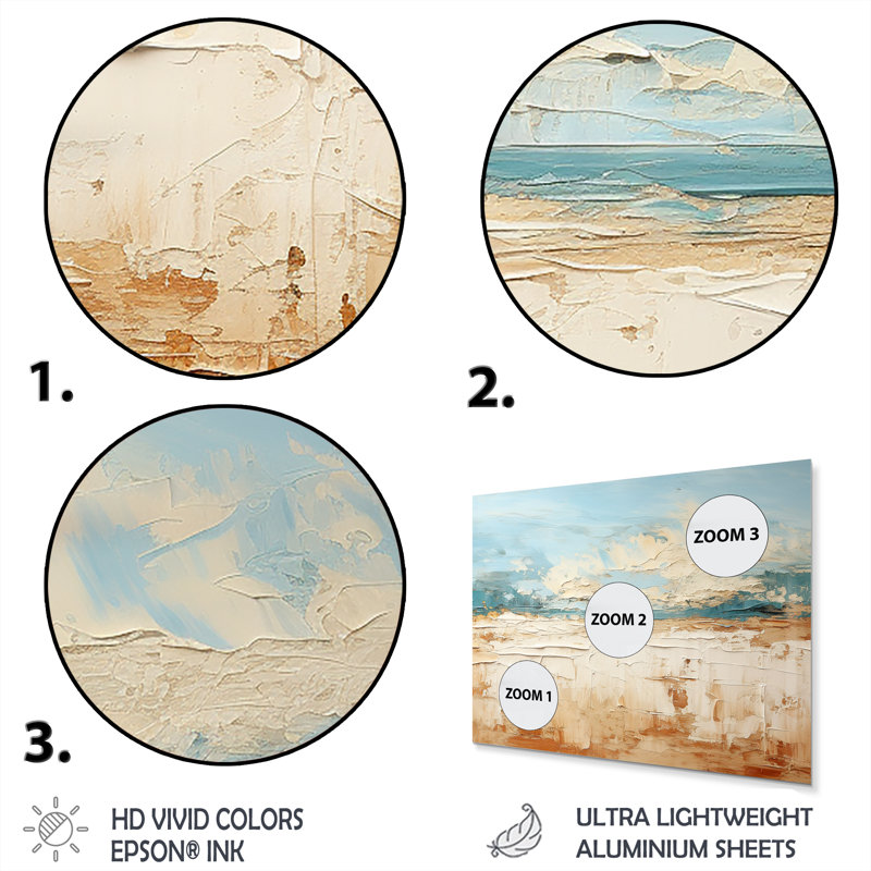 Design Art Coastal Beach Sand Whispers I - Modern Metal Wall Art Set ...