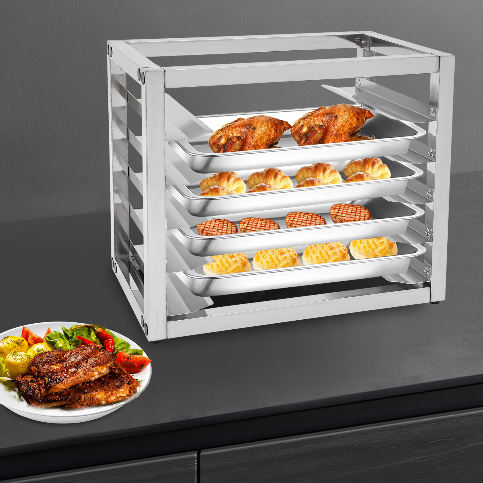 OUKANING 5-Layer Stainless Steel Baking Tray Racks Bakery Rack ...
