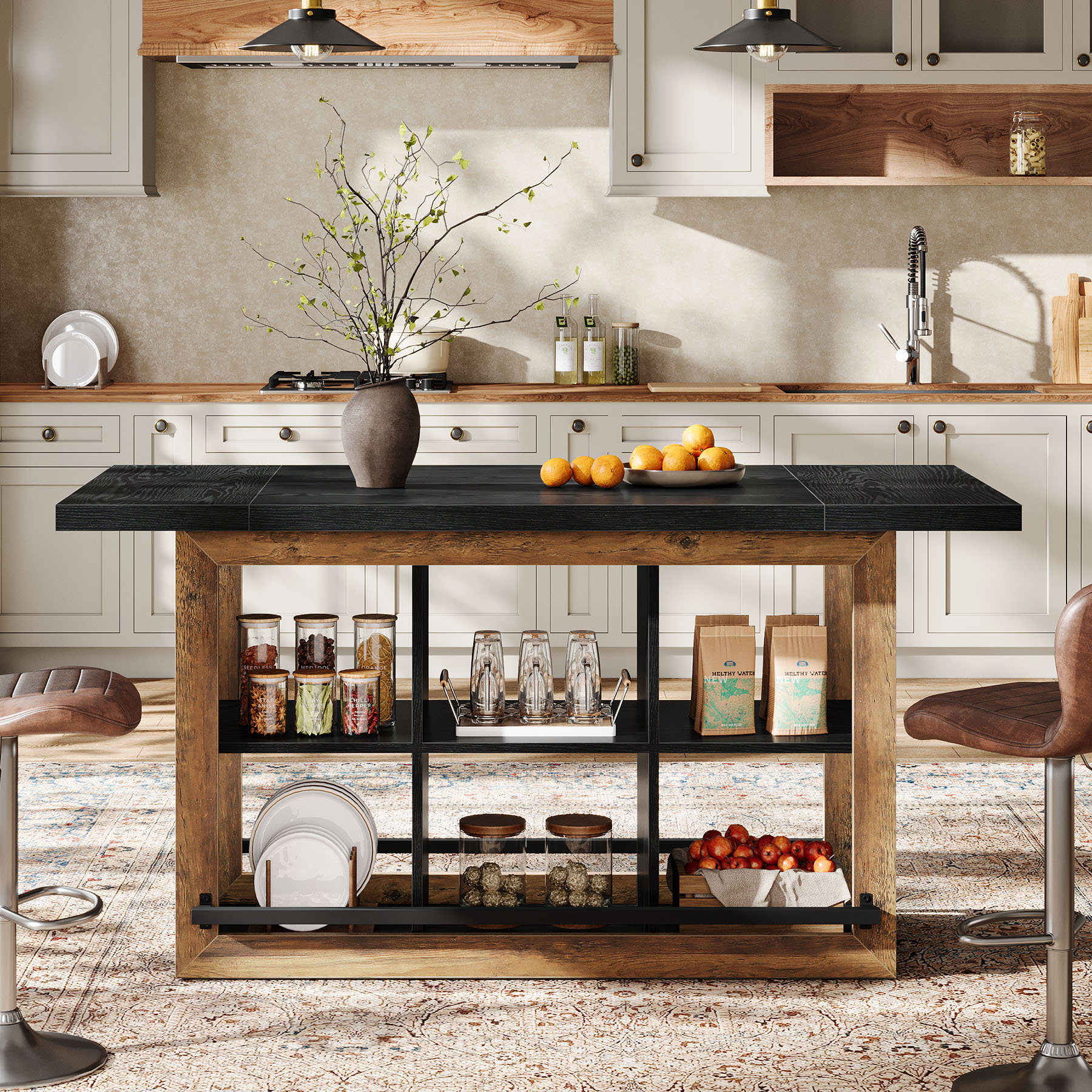Winston Porter Kitchen Island with Storage - Wayfair Canada