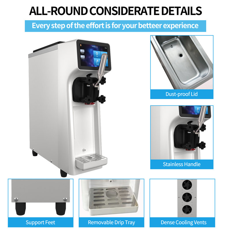 XPW Countertop Soft Serve Ice Cream Machine 1000w Commercial Ice Cream ...
