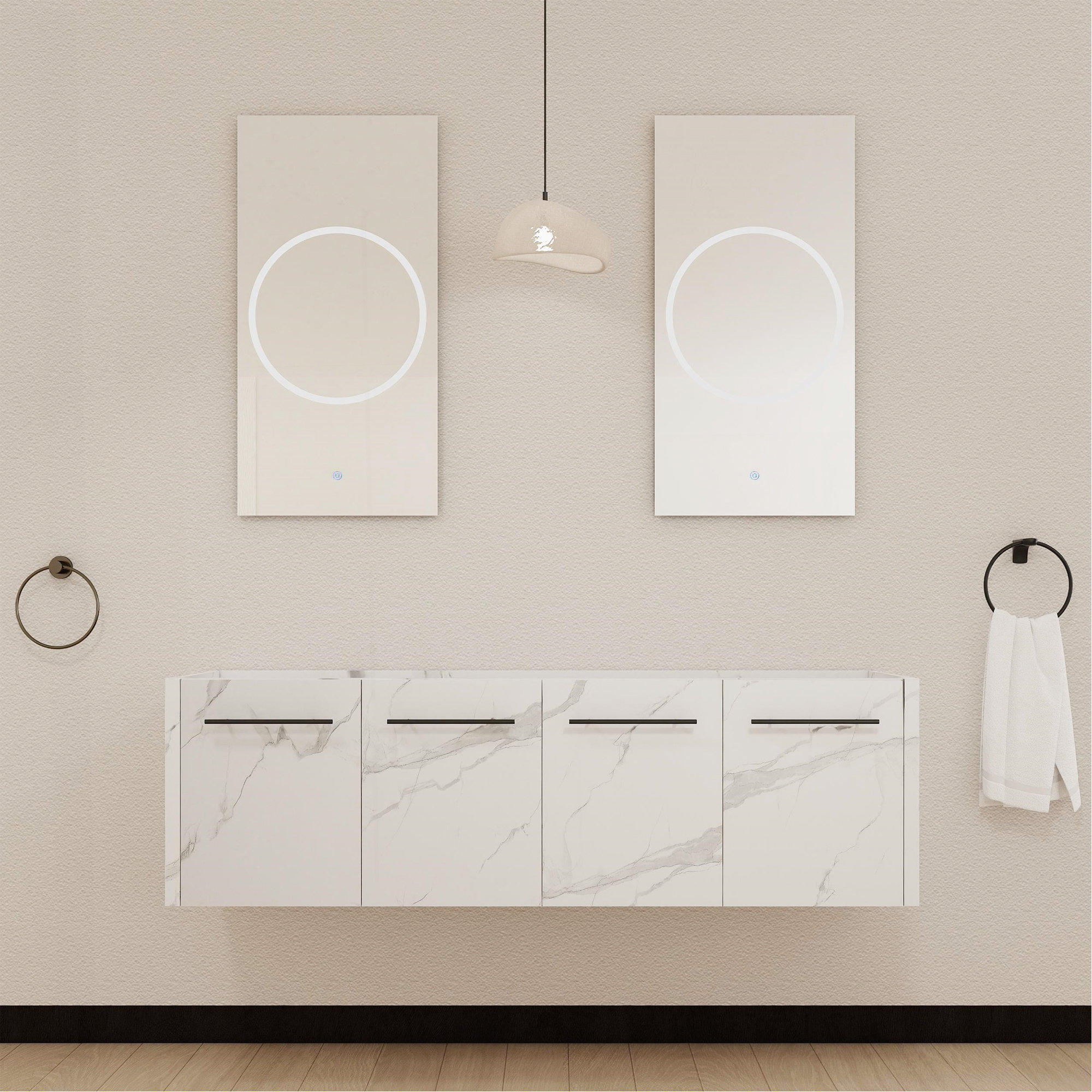 Latitude Run® 60 Inch Wall-Mounted Bathroom Vanity (Only The Cabinet ...