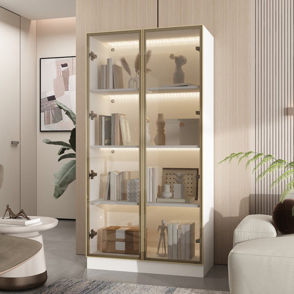 Metro Lane Display Cabinet with Glass Doors and Lights, Glass Display ...