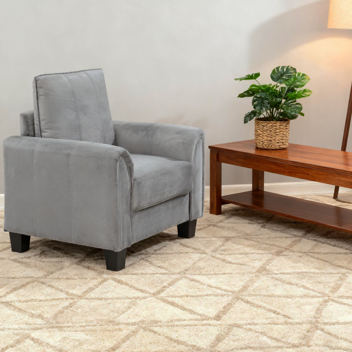 Mercer41 Modern Grey Upholstered Rolled Arm Accent Chair | Wayfair