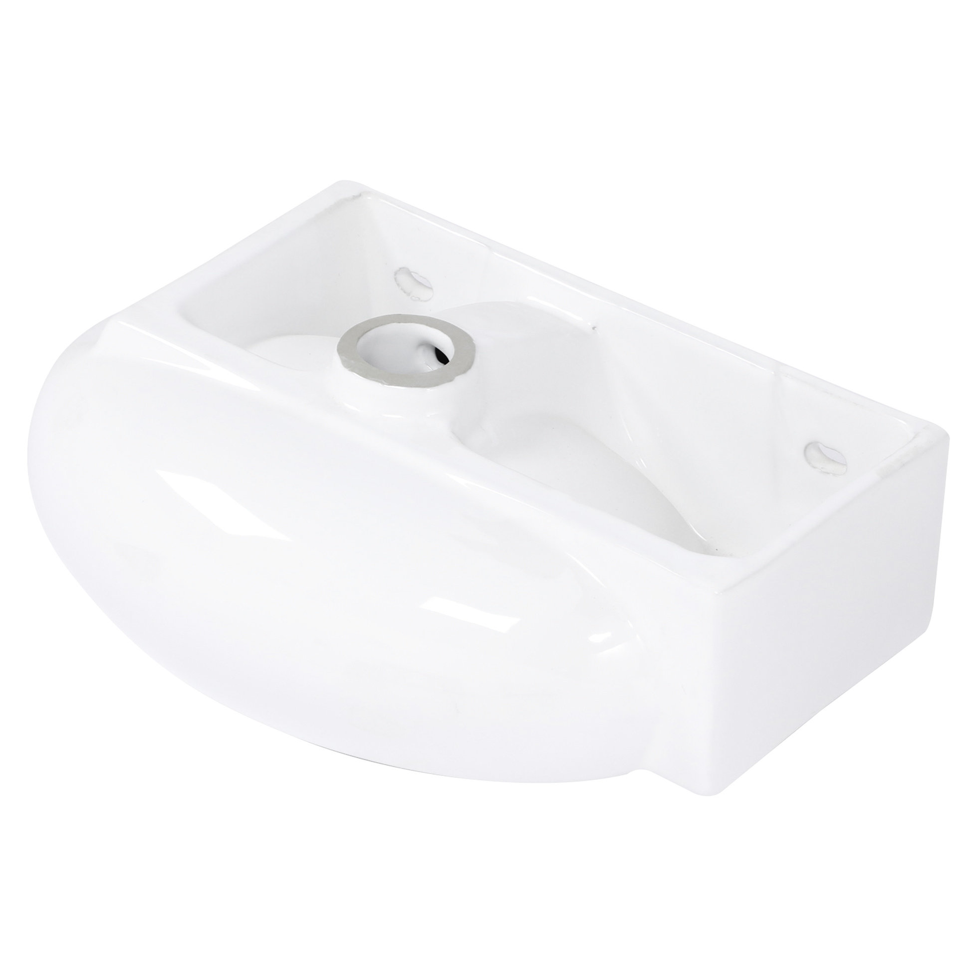 Ebern Designs Wall Mounted Ceramic Bathroom Sink, 16X11 Inch, White ...
