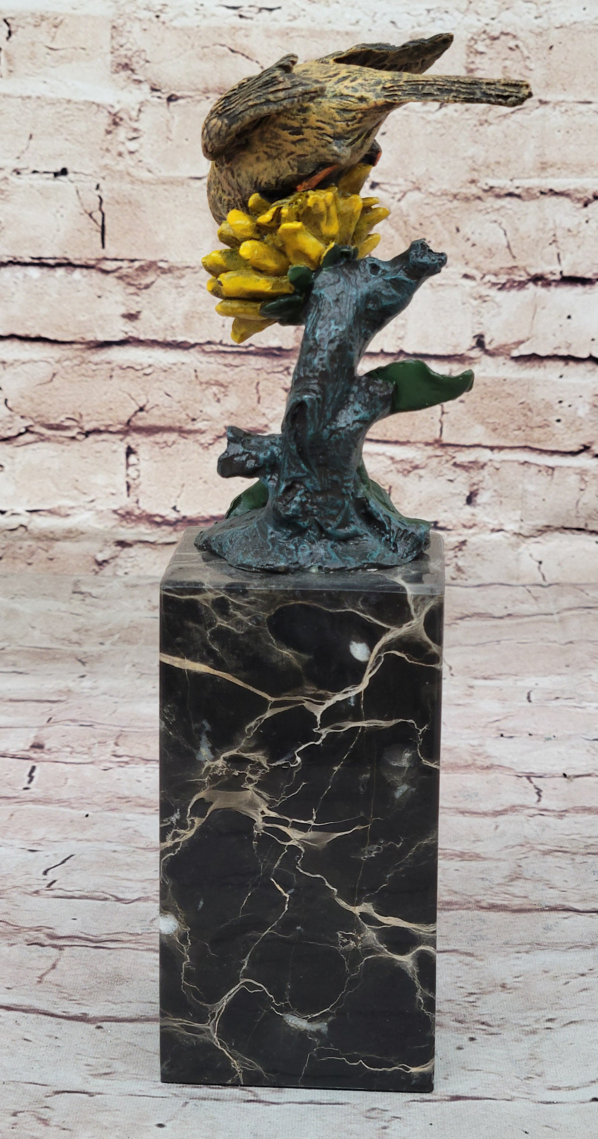 Red Barrel Studio® Ameline Hot Cast Bronze Sparrow Finch Yellow Bird On ...