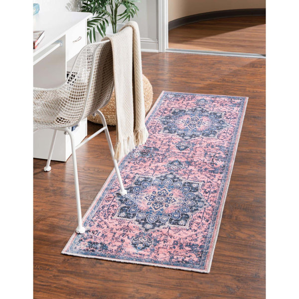 Bungalow Rose Mcelhannon Performance Pink/Navy Rug & Reviews | Wayfair