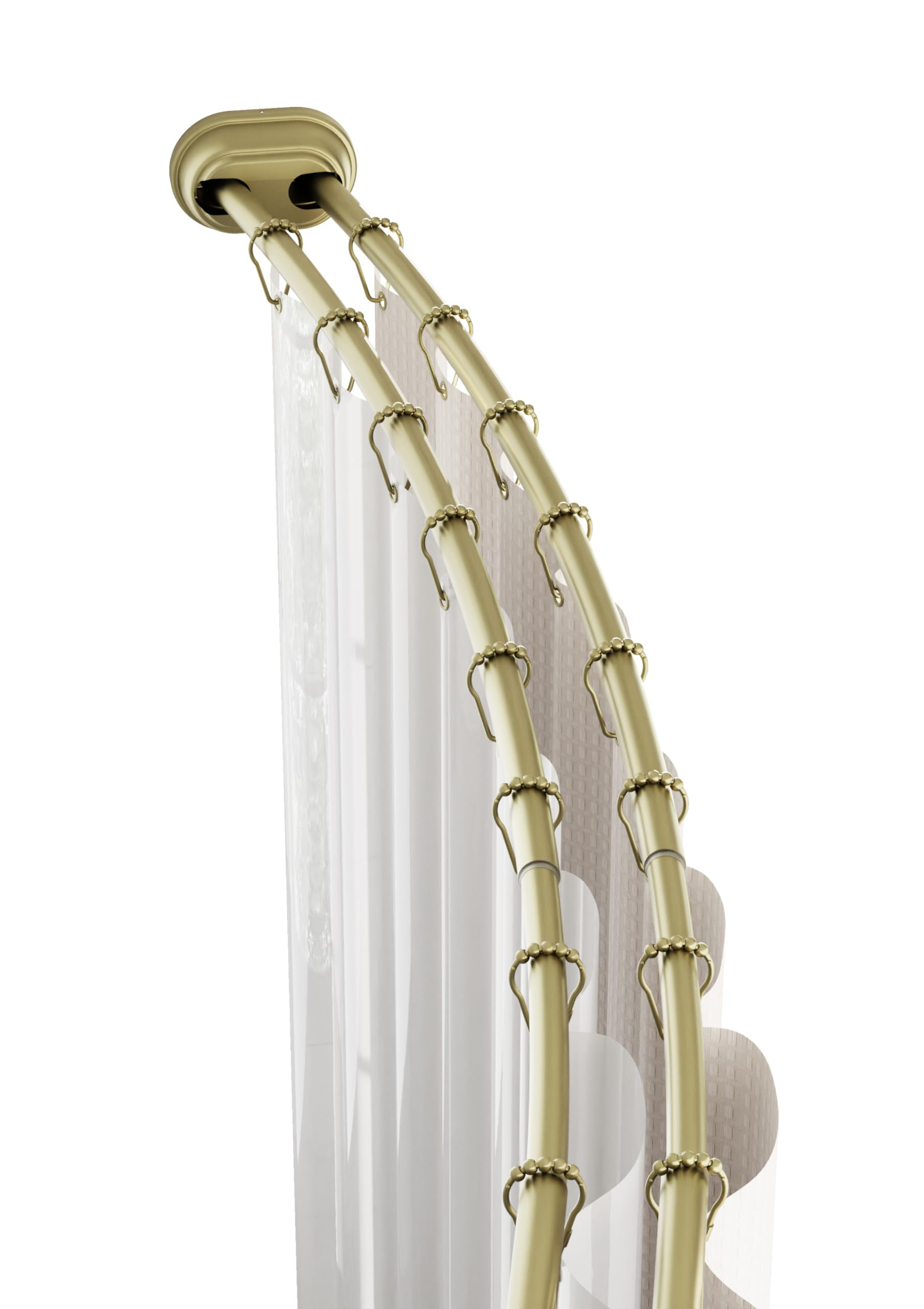 Passetas Double Curved Tension Shower Curtain Rod, No Drilling ...