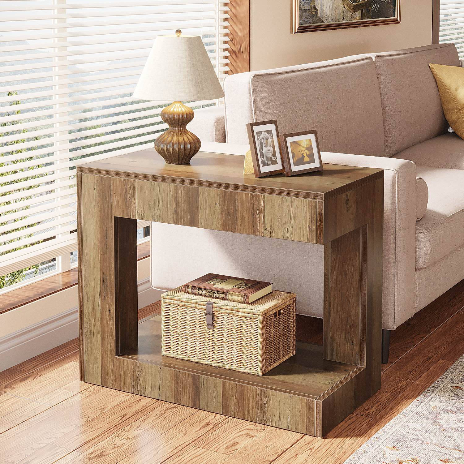 Millwood Pines 2-tier End Table, Small Farmhouse Side Table With Shelf ...