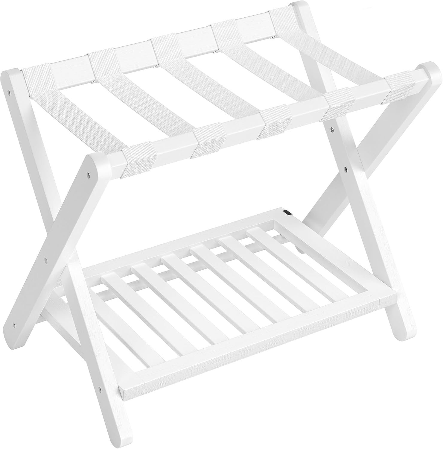 WINUAL Solid Wood Luggage Rack, No Assembly Required, Foldable Suitcase ...