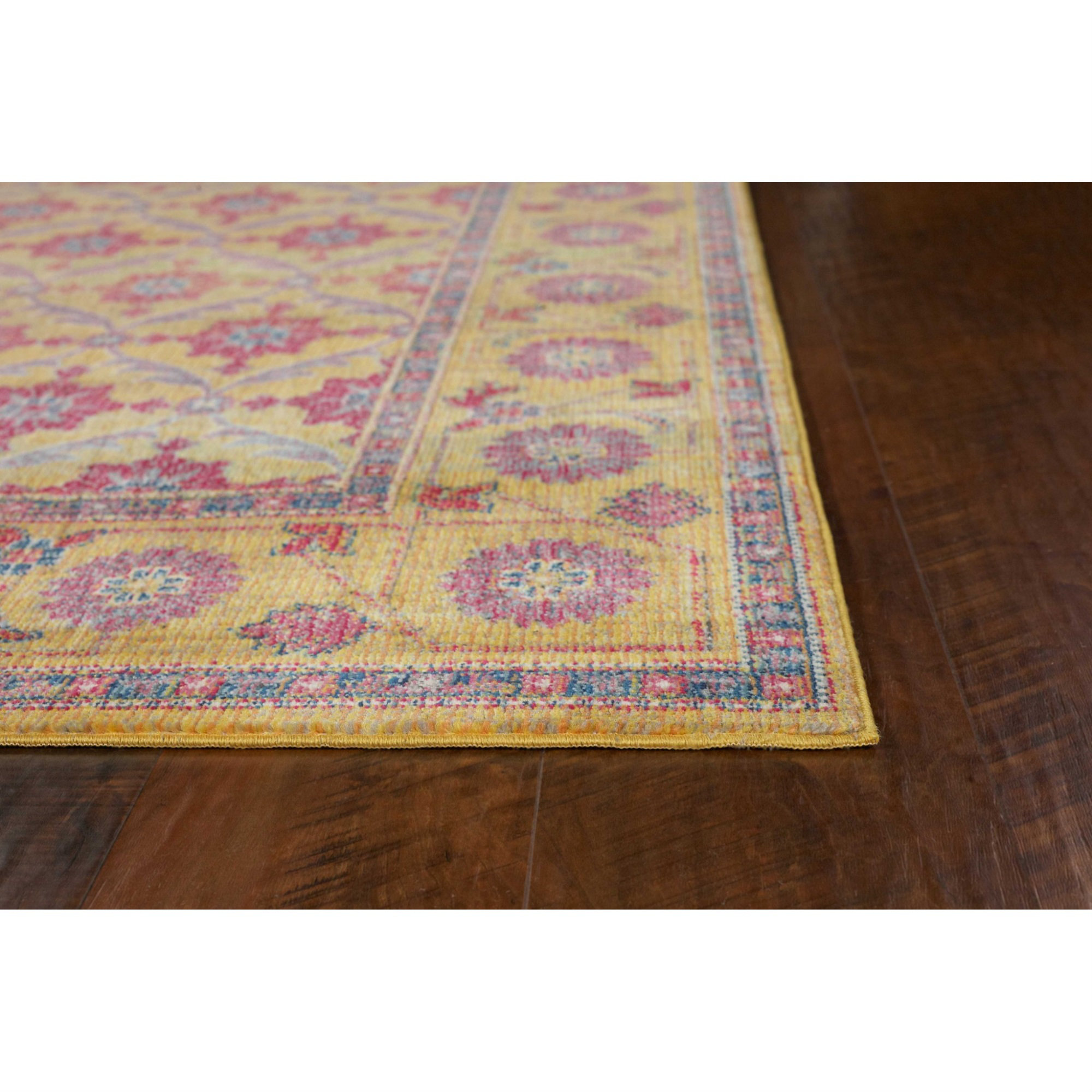 Bungalow Rose Tapis oriental touffeté jaune / bleu / rose - Wayfair Canada
