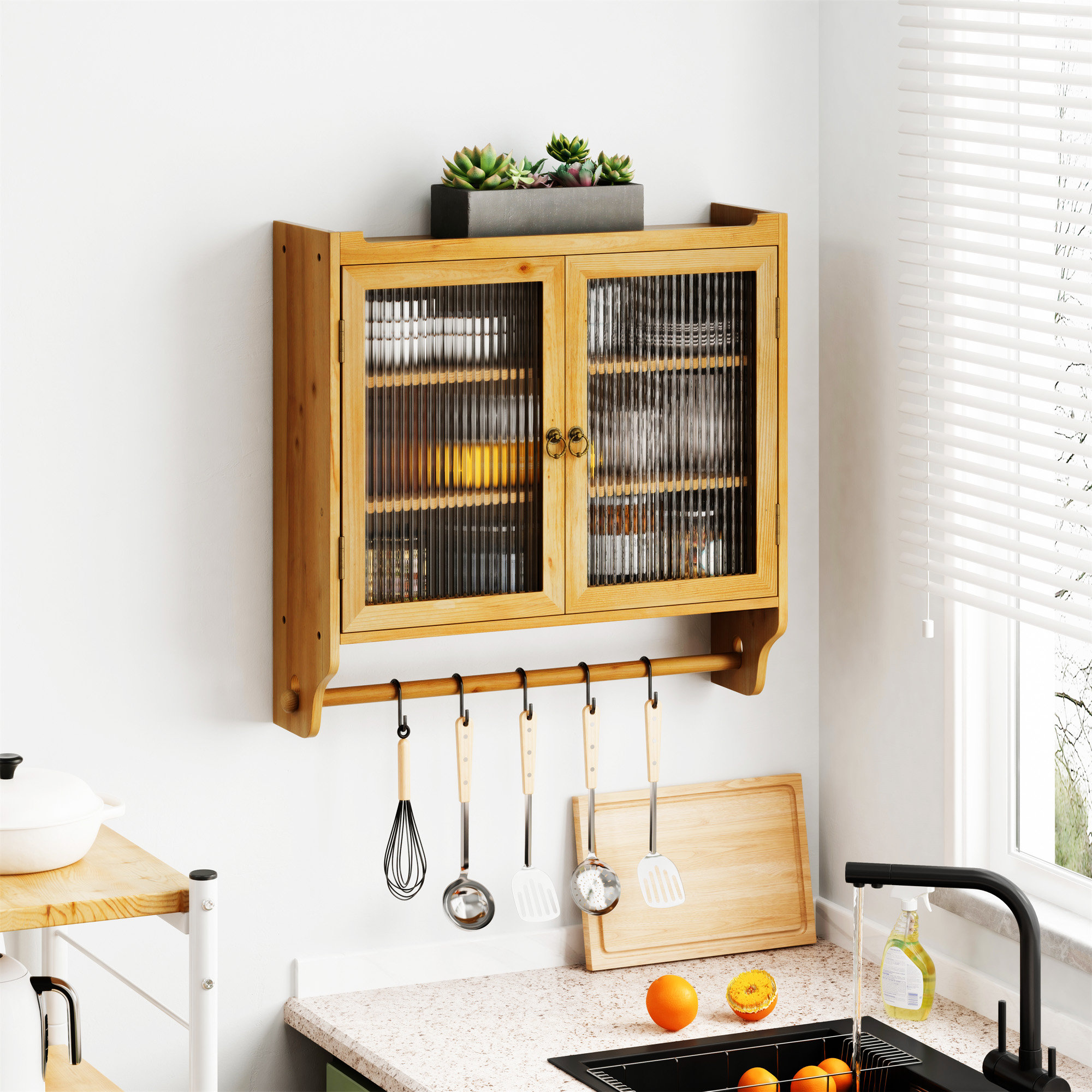 Breakwater Bay 24.8"Glass Door Vintage Double Door Wall Cabinet With ...