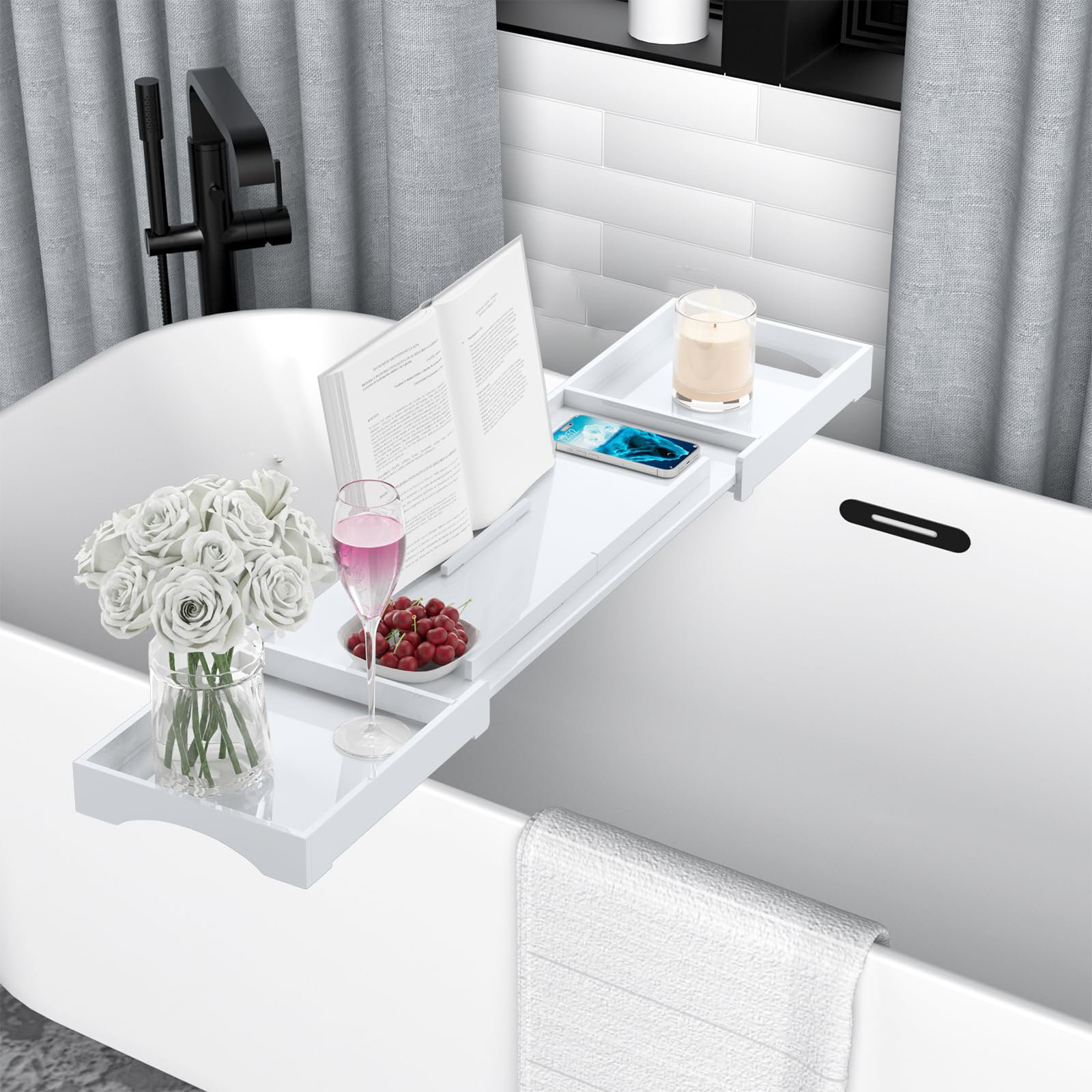 Orren Ellis Acrylic Bathtub Tray, Expandable Bathtub Caddy, 1 Or 2 ...