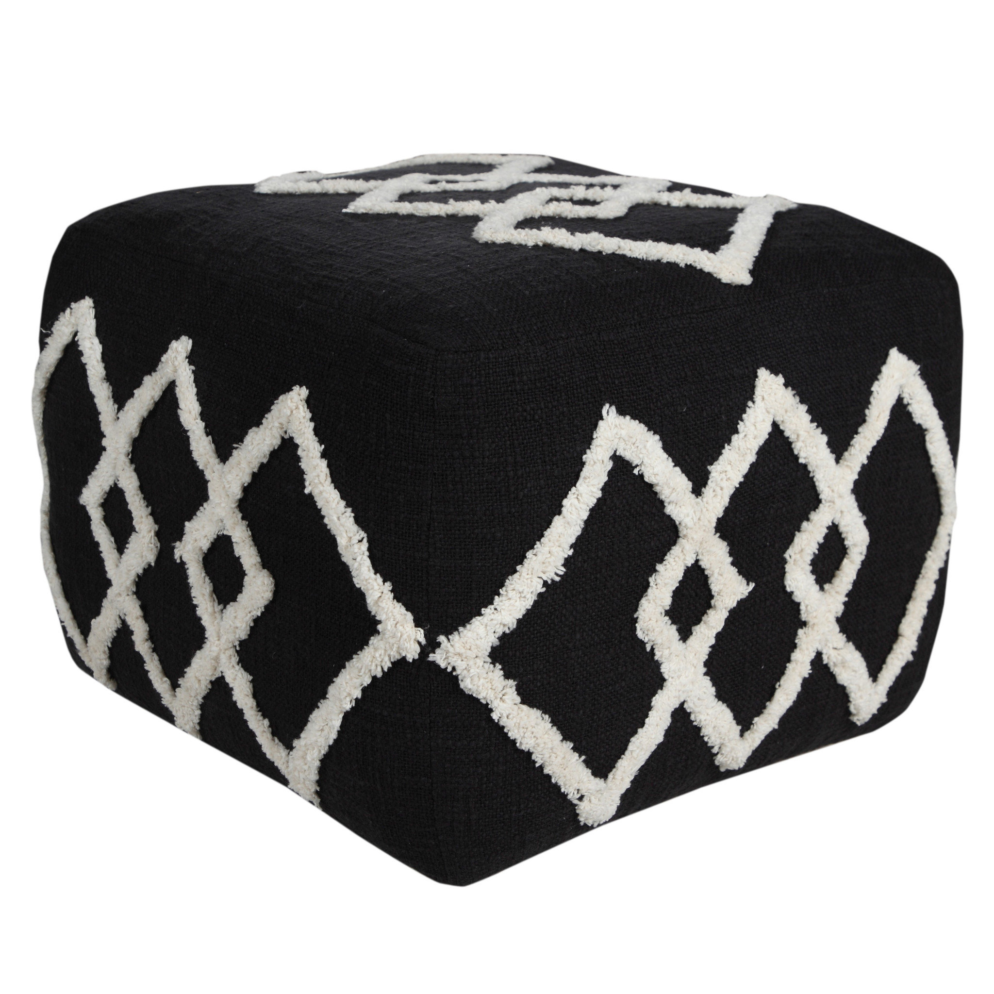 Foundry Select 18" Black 100% Cotton Ottoman | Wayfair