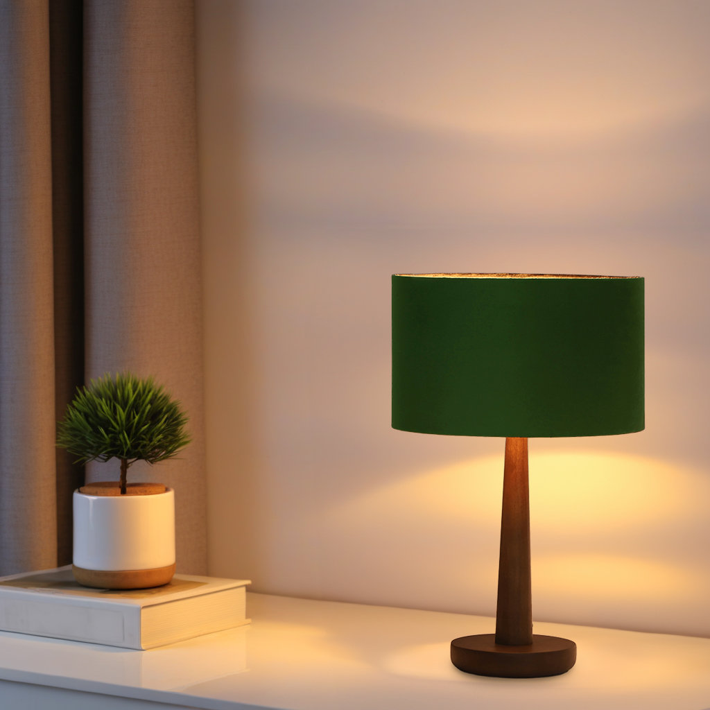 Ebern Designs 18.5 in. Table Lamp with Round Shade and E26 Bulb Base ...