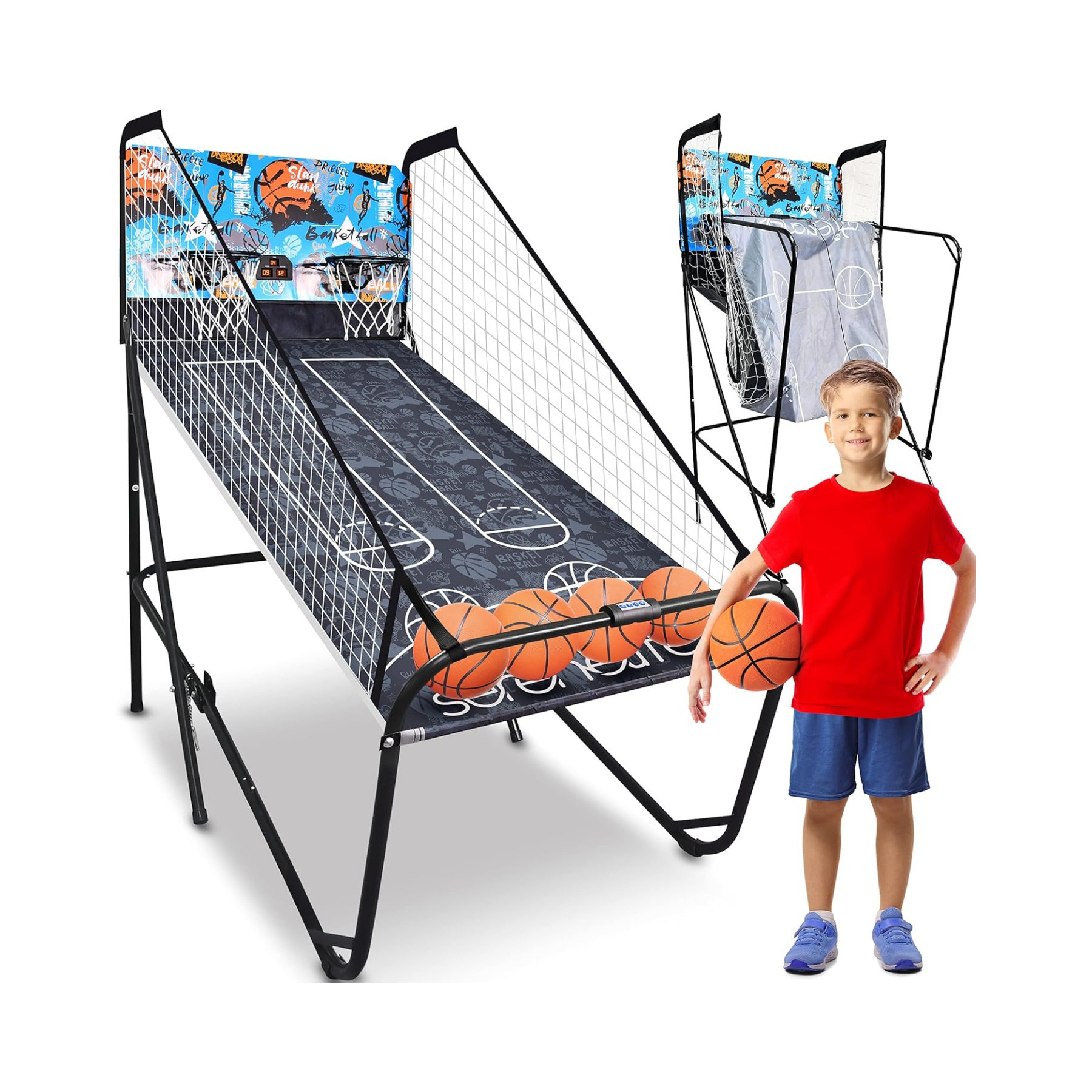 JETEHO Dual Hoop Basketball Shootout Indoor Home Arcade Room Game With ...