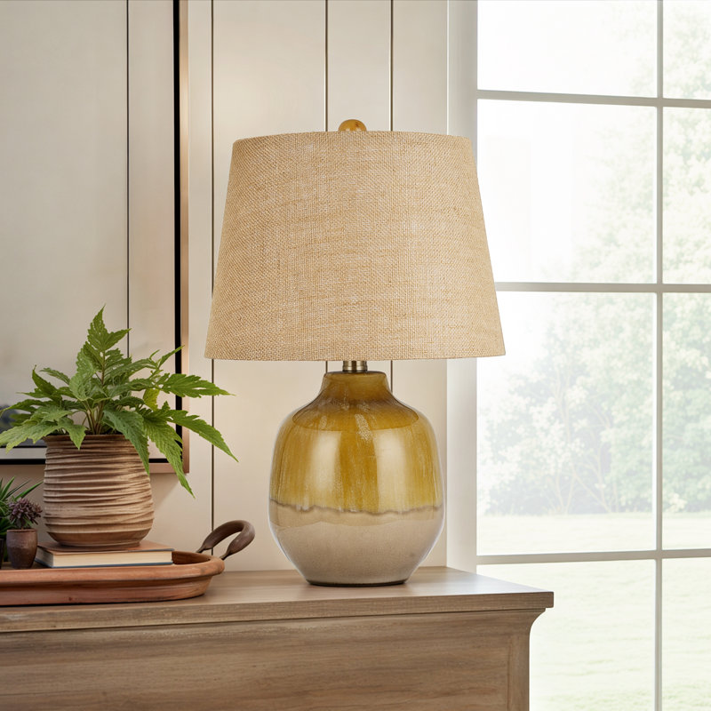 Lark Manor™ Spenser 21‘’ Brown-Glazed Ceramic Accent Table Lamp ...