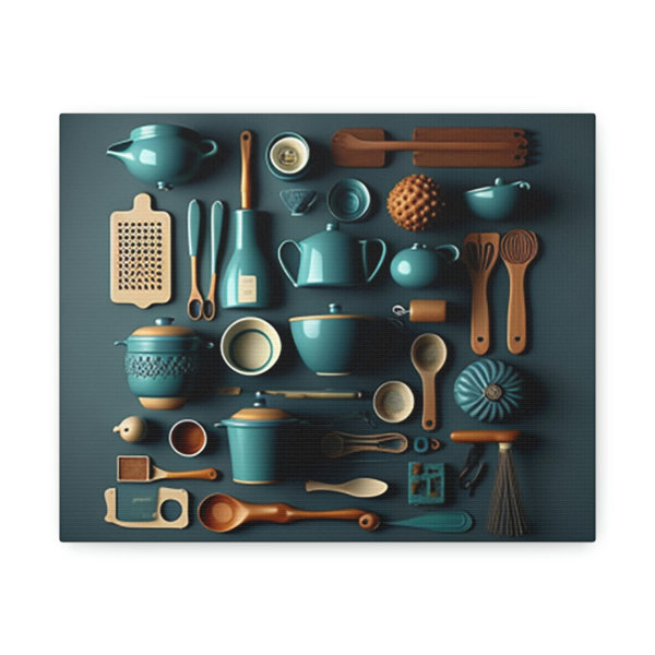 Hokku Designs Kitchen Utensils - Unframed Illustration on Canvas | Wayfair