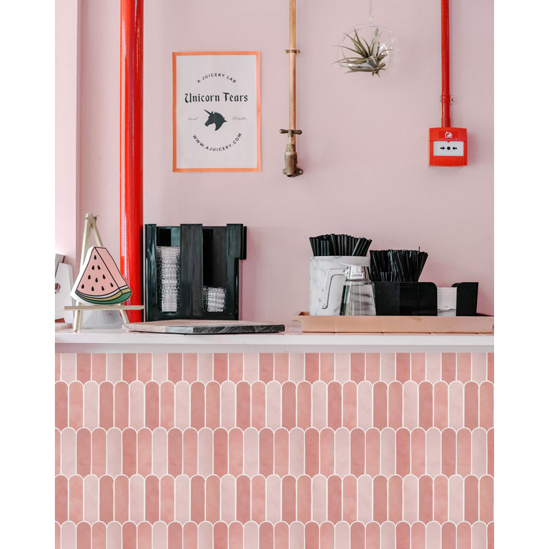 HOMEART Pink Peel And Stick Backsplash Tile, Self Adhesive Feather ...