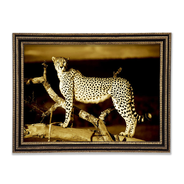 Ebern Designs Leopard Perch Sepia - Single Picture Frame Art Prints ...