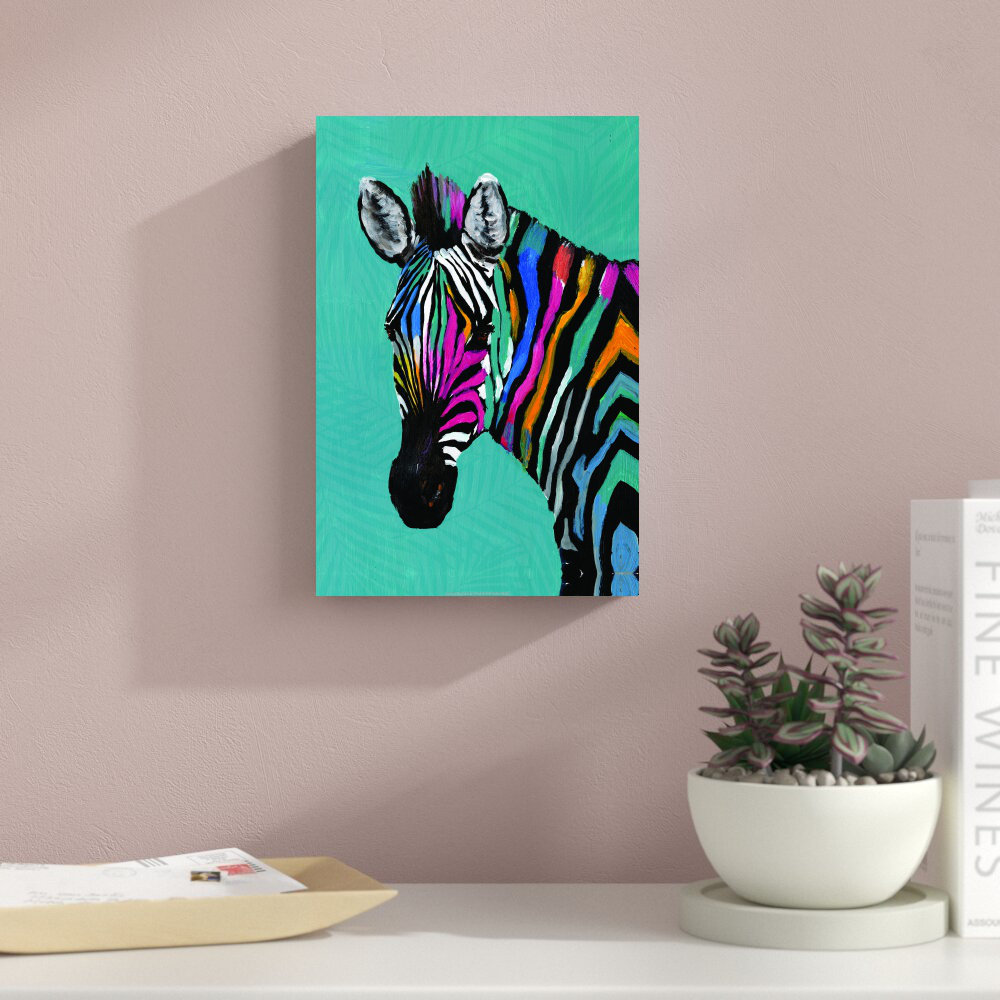 Indigo Safari Colourful Zebra - Wrapped Canvas Painting - Wayfair Canada