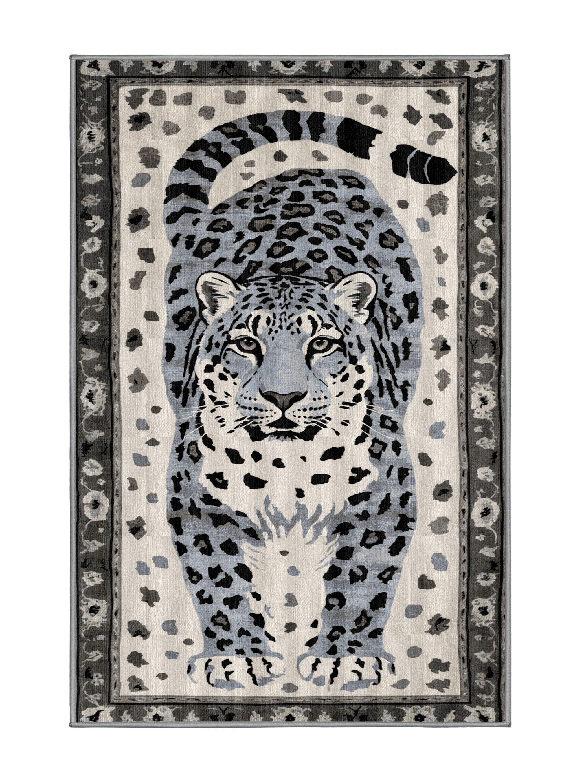 Foundry Select Washable Snow Leopard Big Cats Area Rug | Wayfair
