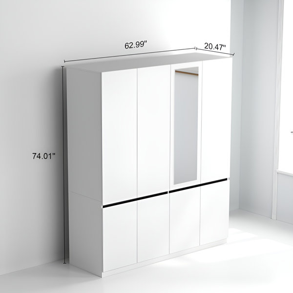 Latitude Run® Onish 63"W White Wardrobe Armoire Closet,Large Wardrobe ...