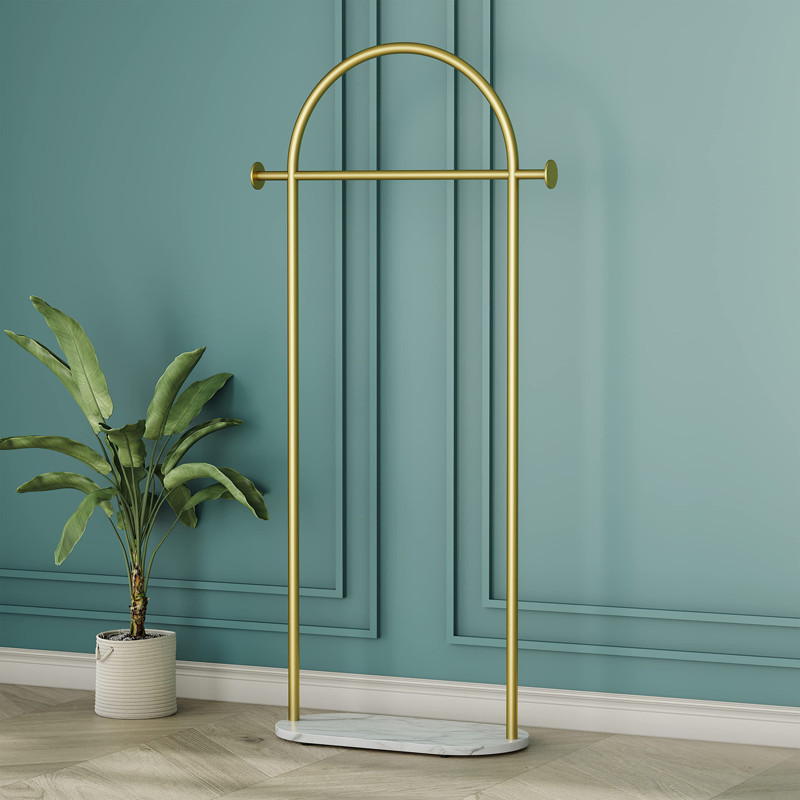 XMVJHOME Modern Freestanding Garment Rack With Marble Base For Hanging ...