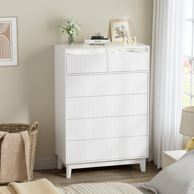 George Oliver Fluted Drawers Dresser, 47.2" Tall Modern Chest Of ...