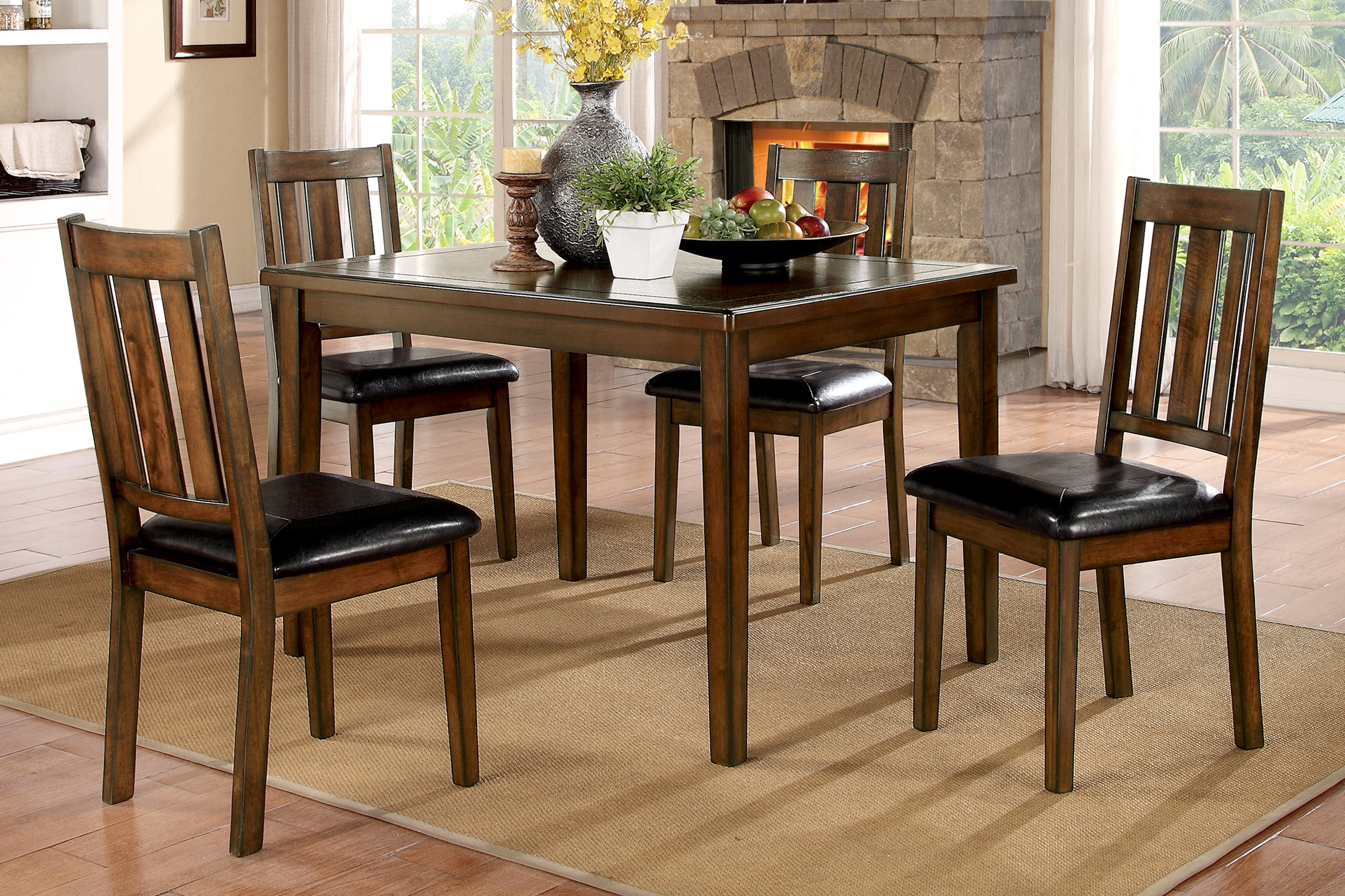 Ophelia & Co. 5Pc Dining Set Table With 4 Chairs Upholstery Wooden ...