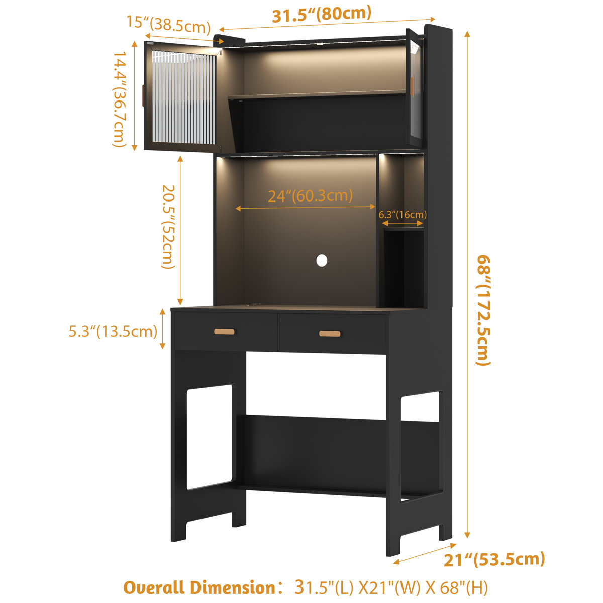 Latitude Run® Berwaldt 31.5'' W Rectangle Computer Desk with Hutch and ...