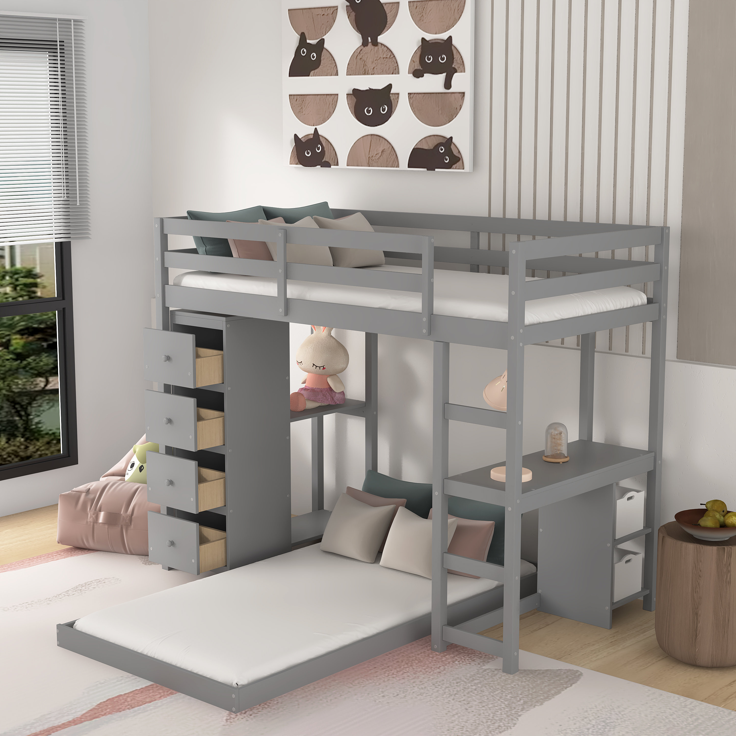 Harriet Bee Hasnat Kids Twin Over Twin Bunk Bed | Wayfair Harriet Bee Hasnat Kids Twin Over Twin Bunk Bed | Wayfair
