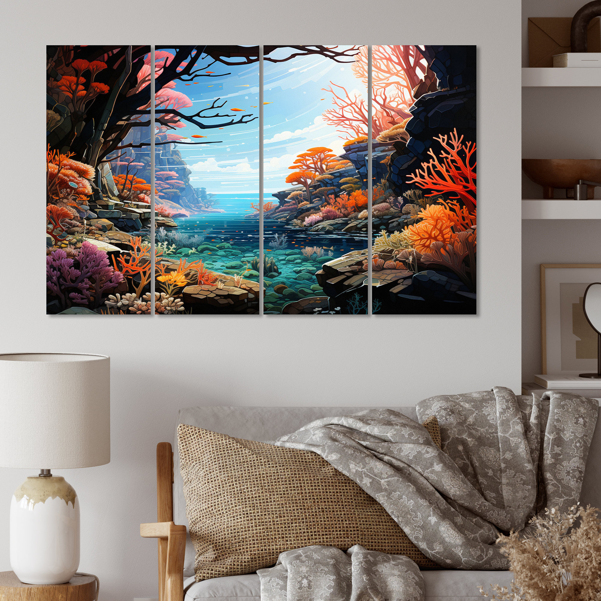Dovecove Underwater Coral Reef Depths IV - Coral Metal Wall Decor Set ...