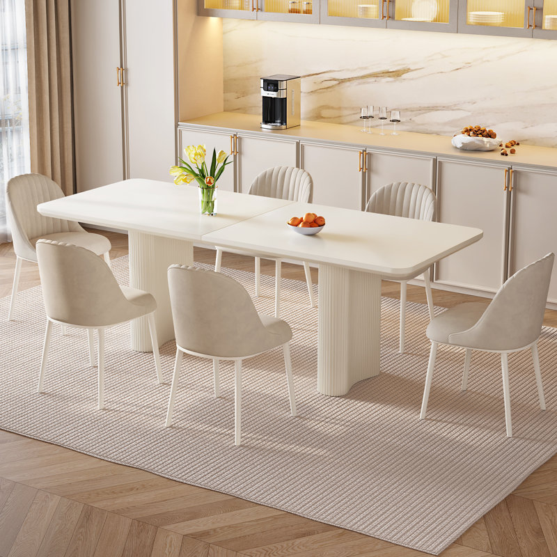 George Oliver White Dining Table Set Modern Rectangular Kitchen Table ...
